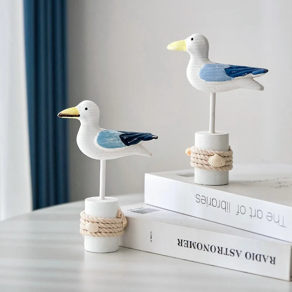 Hand-Carved Wooden Seagull Figurine - Ikorii