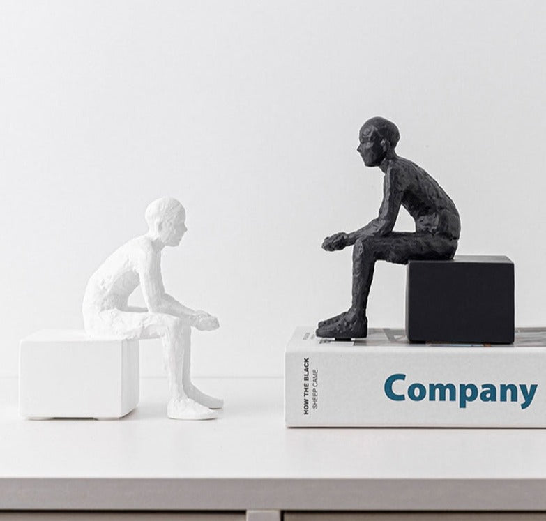 Modern Abstract Sitting and Observing Sculpture - Ikorii