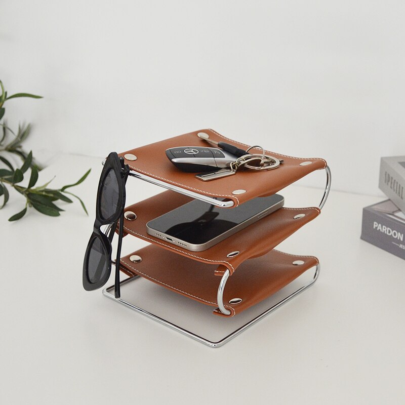 Leather and Metal Storage Organizer - Ikorii